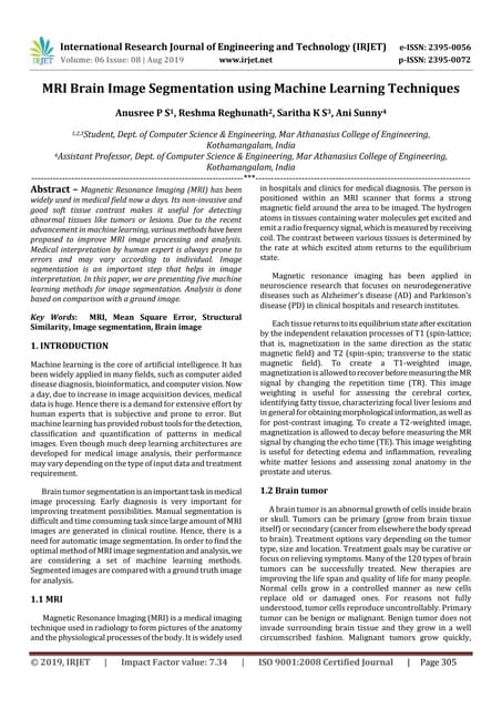Irjet Mri Brain Image Segmentation Using Machine Learning Techniques Pdf