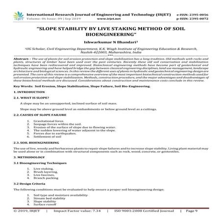 IRJET- Slope Stability by Live Staking Method of Soil BioEngineering | PDF