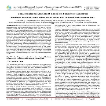 Irjet Conversational Assistant Based On Sentiment Analysis Pdf