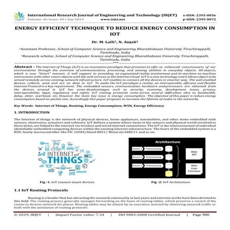 Irjet Energy Efficient Technique To Reduce Energy Consumption In Iot Pdf