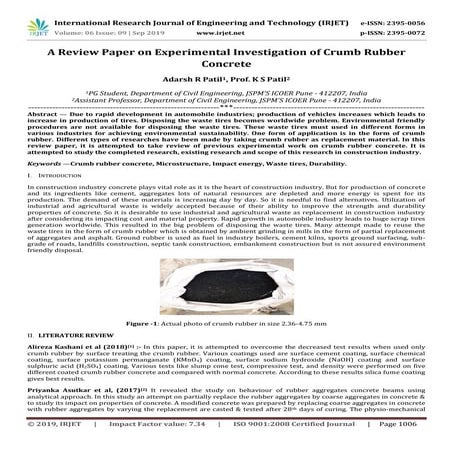 IRJET- A Review Paper on Experimental Investigation of Crumb Rubber ...