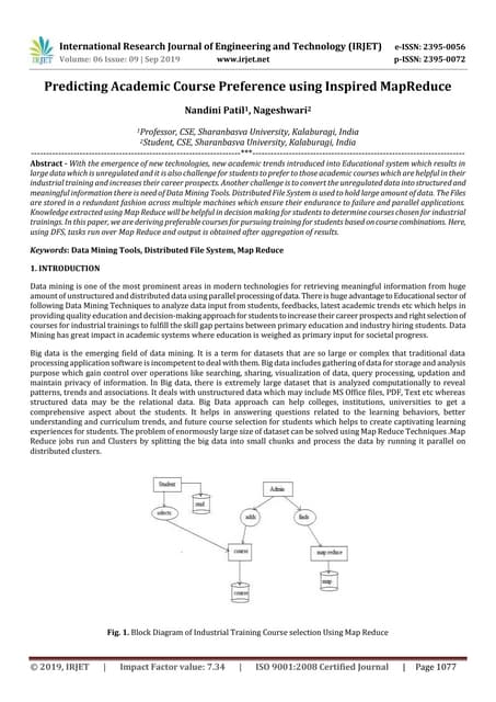 Irjet Predicting Academic Course Preference Using Inspired Mapreduce Pdf