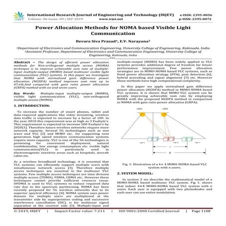 Irjet Power Allocation Methods For Noma Based Visible Light