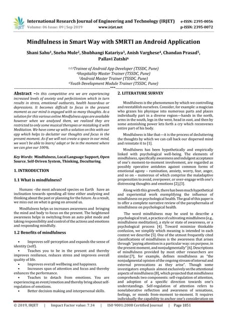Irjet Mindfulness In Smart Way With Smrti An Android Application Pdf