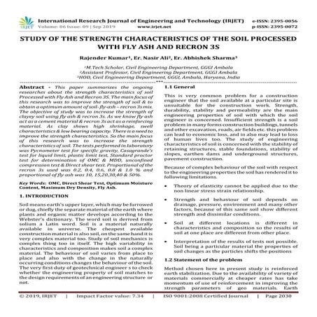 IRJET- Study of the Strength Characteristics of the Soil Processed with ...