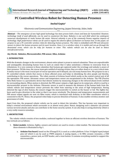 Irjet Pc Controlled Wireless Robot For Detecting Human Presence Pdf