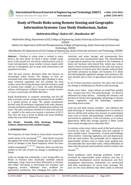 Flood Risk Mapping Using Gis And Remote Sensing Pptx Civil