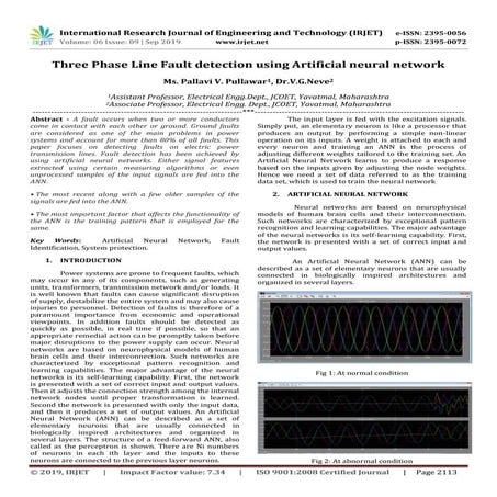 Irjet Three Phase Line Fault Detection Using Artificial Neural Network