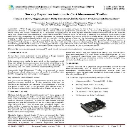 Irjet Survey Paper On Automatic Cart Movement Trailer Pdf