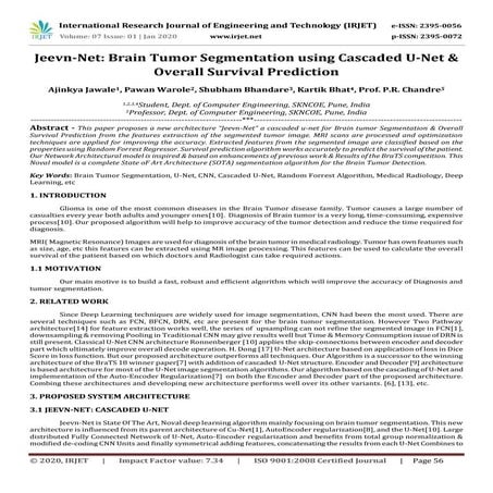 Irjet Jeevn Net Brain Tumor Segmentation Using Cascaded U Net