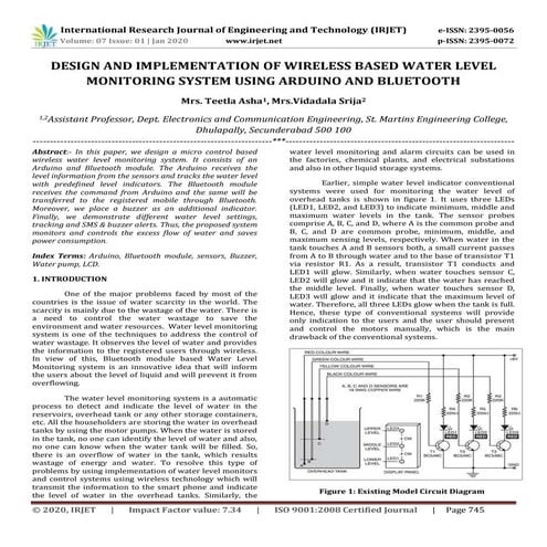 Irjet Design And Implementation Of Wireless Based Water Level