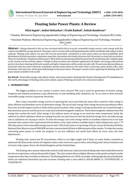 FLOATING SOLAR ppt | PPT