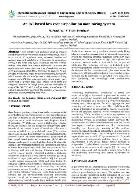 Iot Based Air Quality And Monitoring By Using Arduino Pptx Indoor