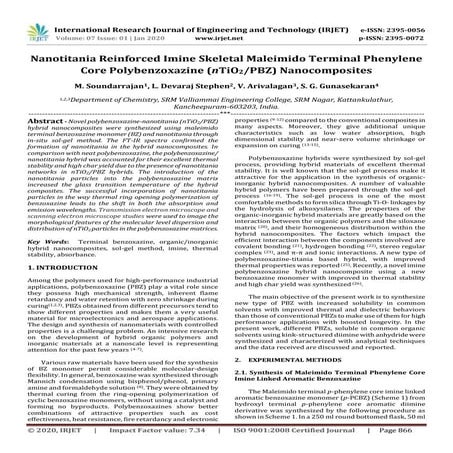 Irjet Nanotitania Reinforced Imine Skeletal Maleimido Terminal Phenylene Core Polybenzoxazine