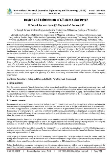 Design and Fabrication of Solar Air Dryer | PDF