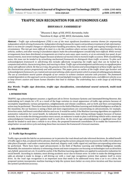 Traffic sign recognition | PPTX