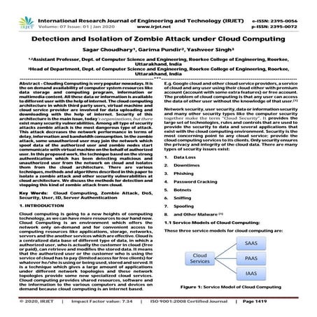 Irjet Detection And Isolation Of Zombie Attack Under Cloud Computing Pdf