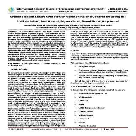 IRJET- Arduino based Smart Grid Power Monitoring and Control by using ...