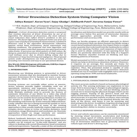 IRJET- Driver Drowsiness Detection System using Computer Vision | PDF