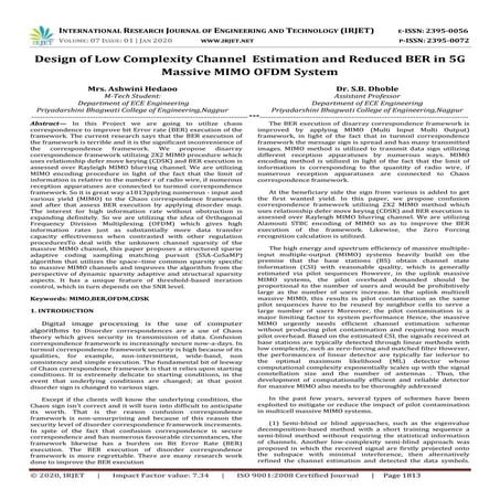 IRJET- Design of Low Complexity Channel Estimation and Reduced BER in 5G Massive MIMO OFDM ...
