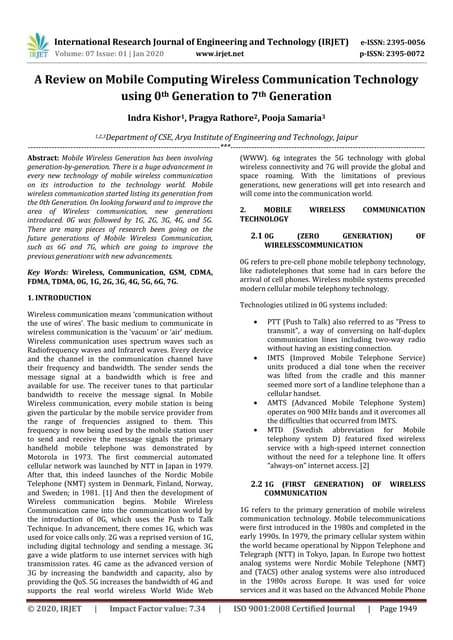 Irjet A Review On Mobile Computing Wireless Communication Technology