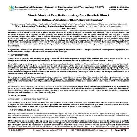 IRJET- Stock Market Prediction using Candlestick Chart | PDF