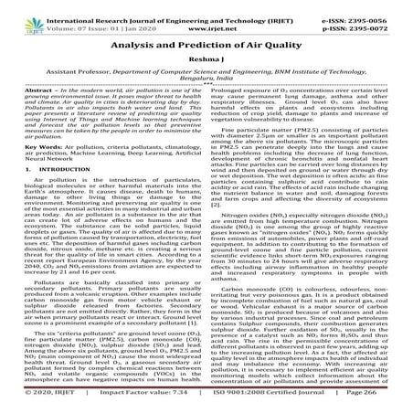 IRJET- Analysis and Prediction of Air Quality | PDF