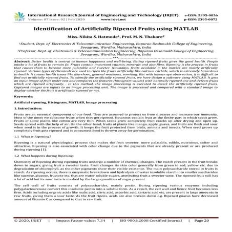 Identification of Artificially Ripened Fruits using MATLAB | PDF