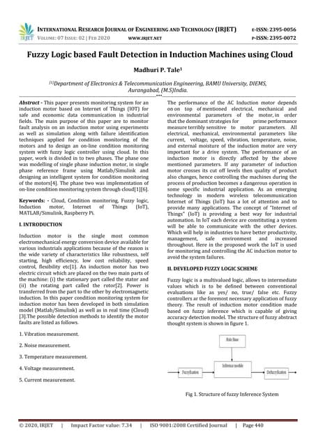 Irjet Fuzzy Logic Based Fault Detection In Induction Machines Using