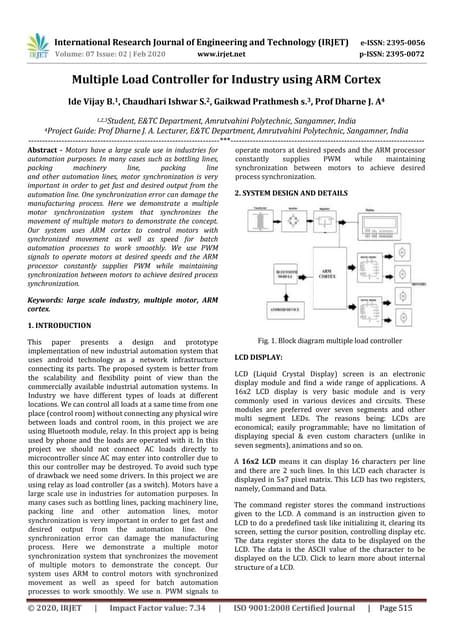 Irjet Multiple Load Controller For Industry Using Arm Cortex Pdf