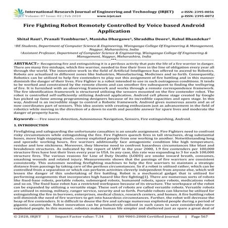 IRJET - Fire Fighting Robot Remotely Controlled by Voice based Android Application | PDF ...