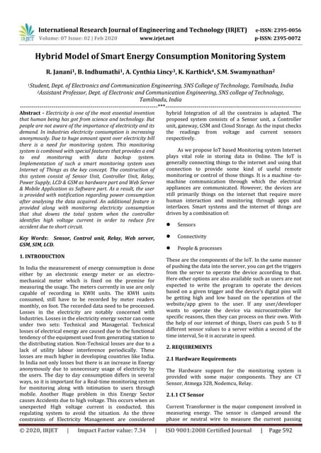 Irjet Hybrid Model Of Smart Energy Consumption Monitoring System Pdf