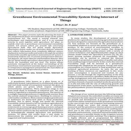 IRJET - Greenhouse Environmental Traceability System using Internet of ...