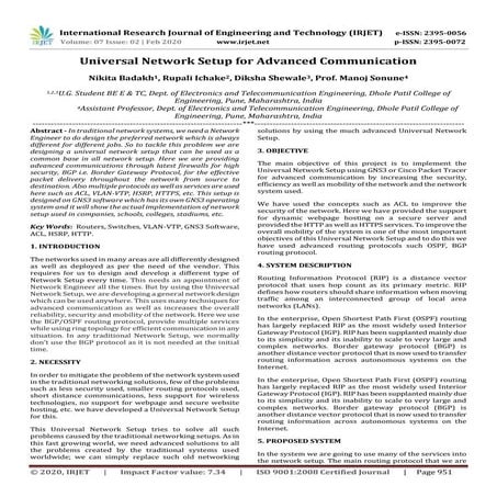 Irjet Universal Network Setup For Advanced Communication Pdf