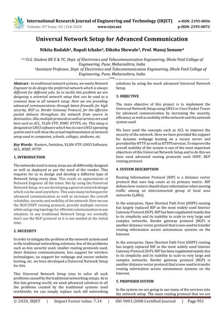 Irjet Universal Network Setup For Advanced Communication Pdf