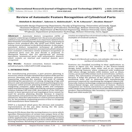 IRJET- Review of Automatic Feature Recognition of Cylindrical Parts | PDF