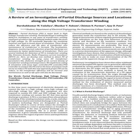 Irjet A Review Of An Investigation Of Partial Discharge Sources And