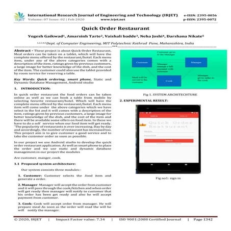 IRJET - Quick Order Restaurant | PDF