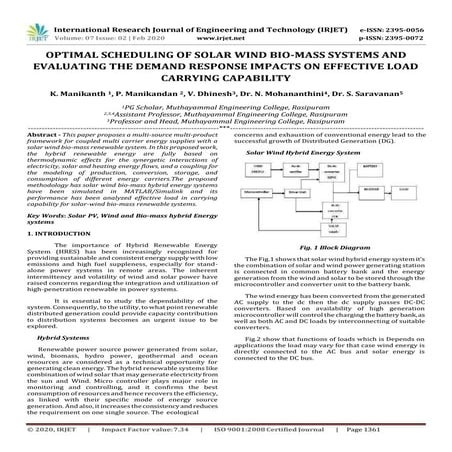 IRJET - Optimal Scheduling of Solar Wind Bio-Mass Systems and Evaluating the Demand Response ...
