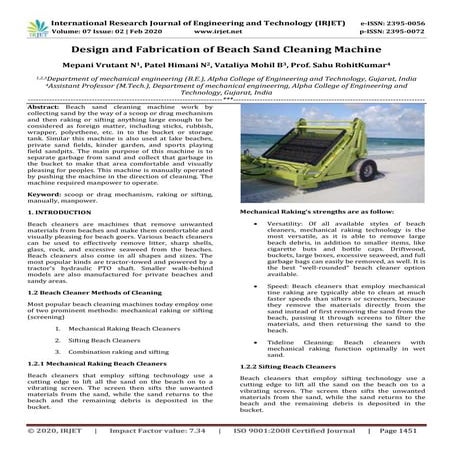 IRJET- Design and Fabrication of Beach Sand Cleaning Machine | PDF