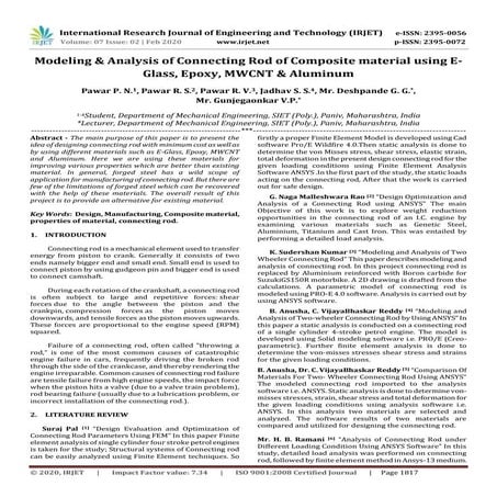 Irjet Modeling And Analysis Of Connecting Rod Of Composite Material