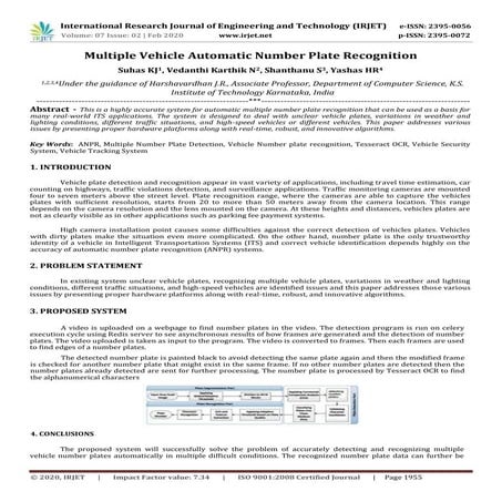 Vehicle Number Plate Detection | PDF