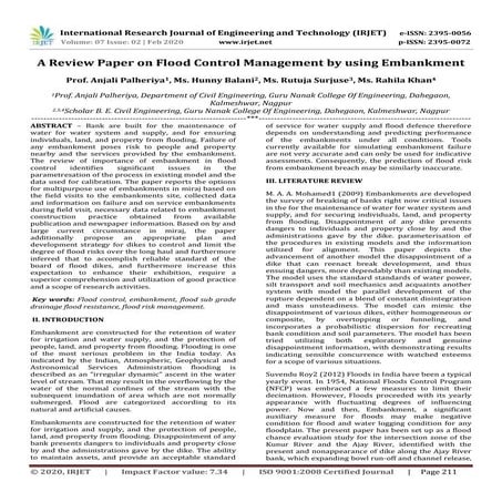 IRJET- A Review Paper on Flood Control Management by using Embankment | PDF