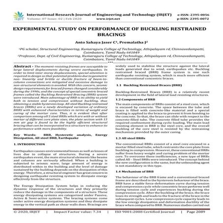 IRJET - Experimental Study on Performance of Buckling Restrained Bracings | PDF