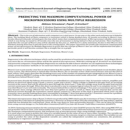 Irjet Predicting The Maximum Computational Power Of Microprocessors