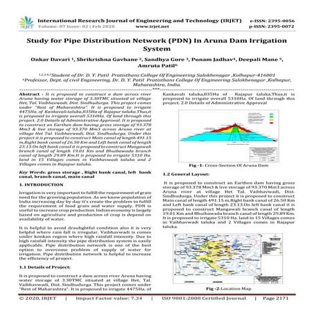 IRJET - Study for Pipe Distribution Network (PDN) in Aruna Dam ...