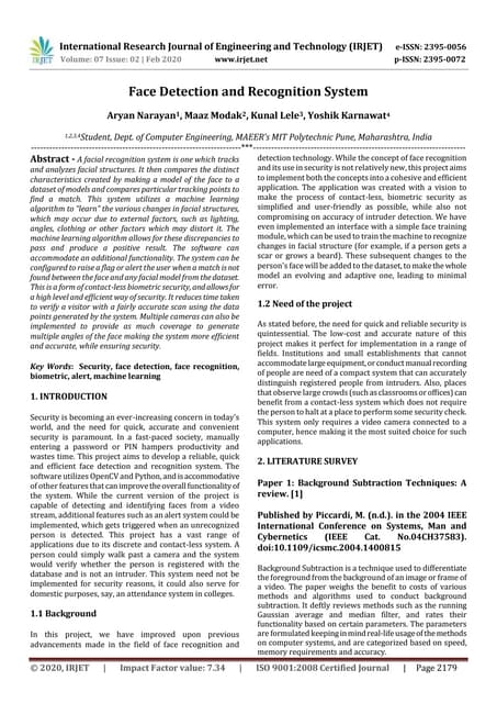 Irjet Face Detection And Recognition System Pdf Cameras And