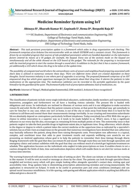 Mediminder: IoT Based Smart Medicine Box | PDF | Internet of Things | Internet