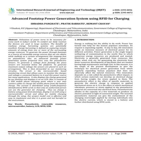 IRJET- Advanced Footstep Power Generation System using RFID for Charging | PDF | Physics | Science
