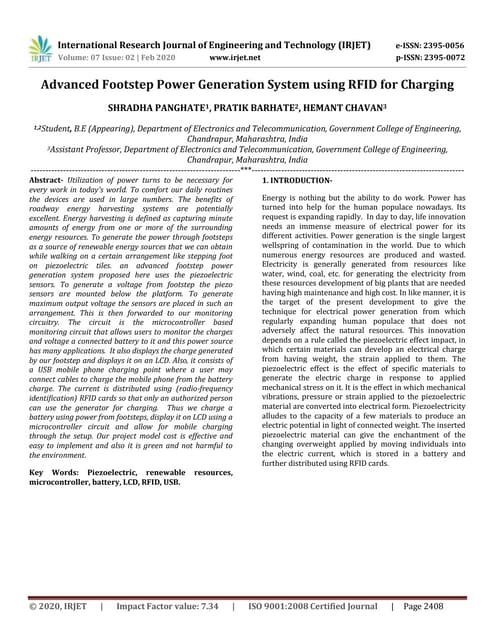 FOOT STEP POWER GENERATION | PPTX | Physics | Science